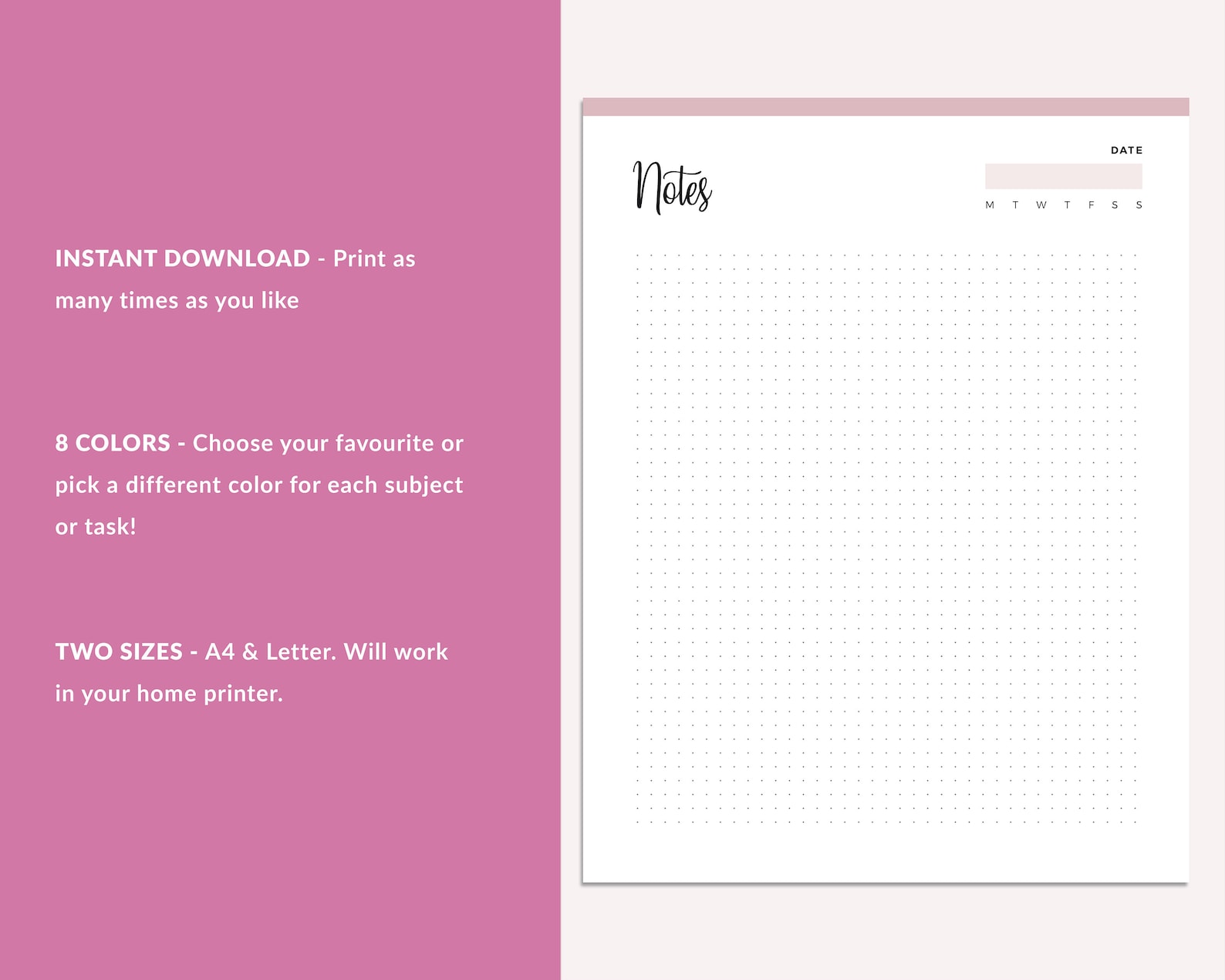 Printable Notes Pages Print at Home Planner Pages Note - Etsy