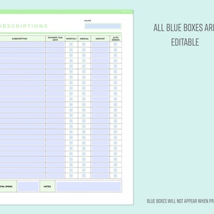 Editable Subscription Tracker Printable, Fillable Account Tracker ...