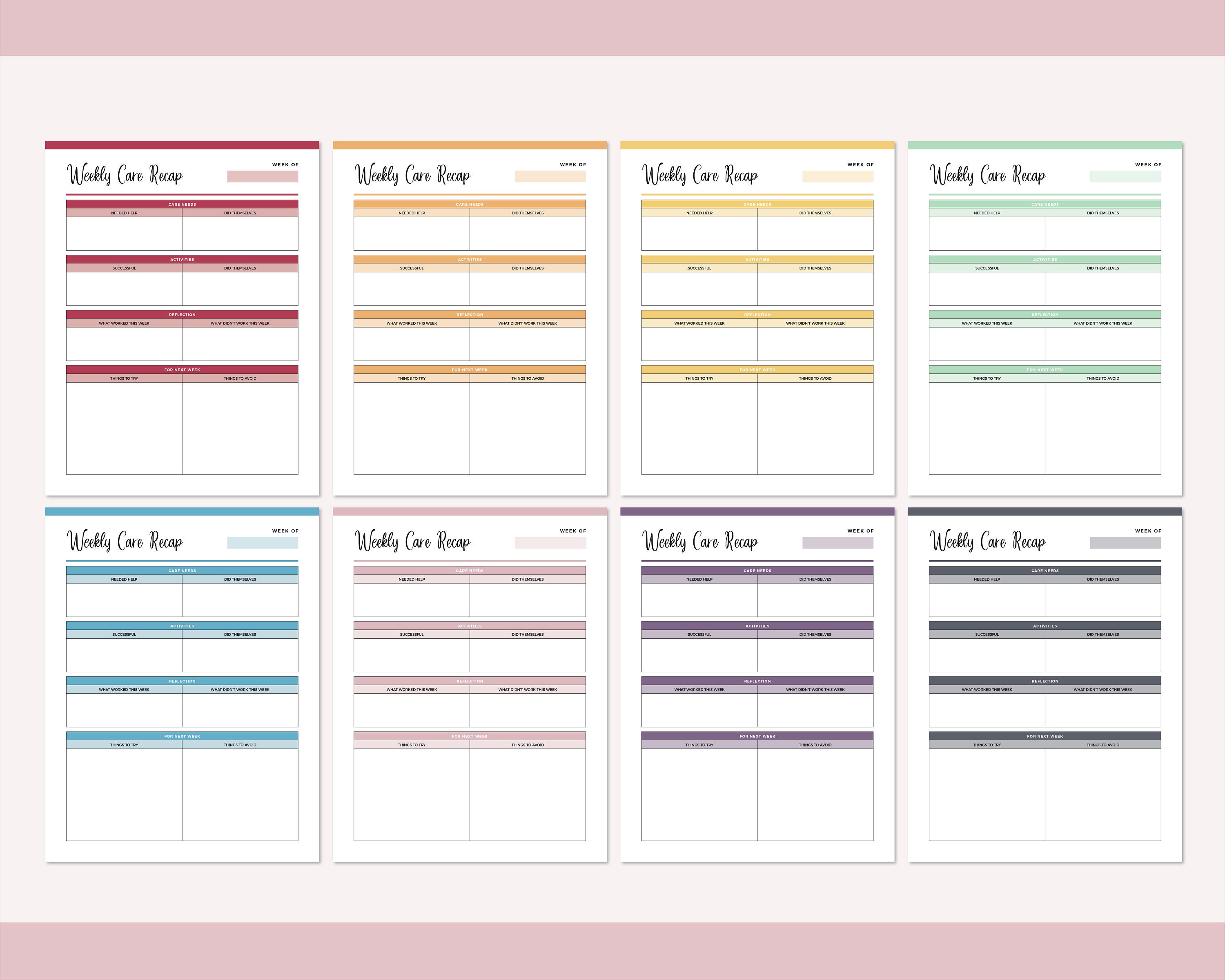 Printable Daily Care Log, Journal for Special Needs Carers, Elderly ...