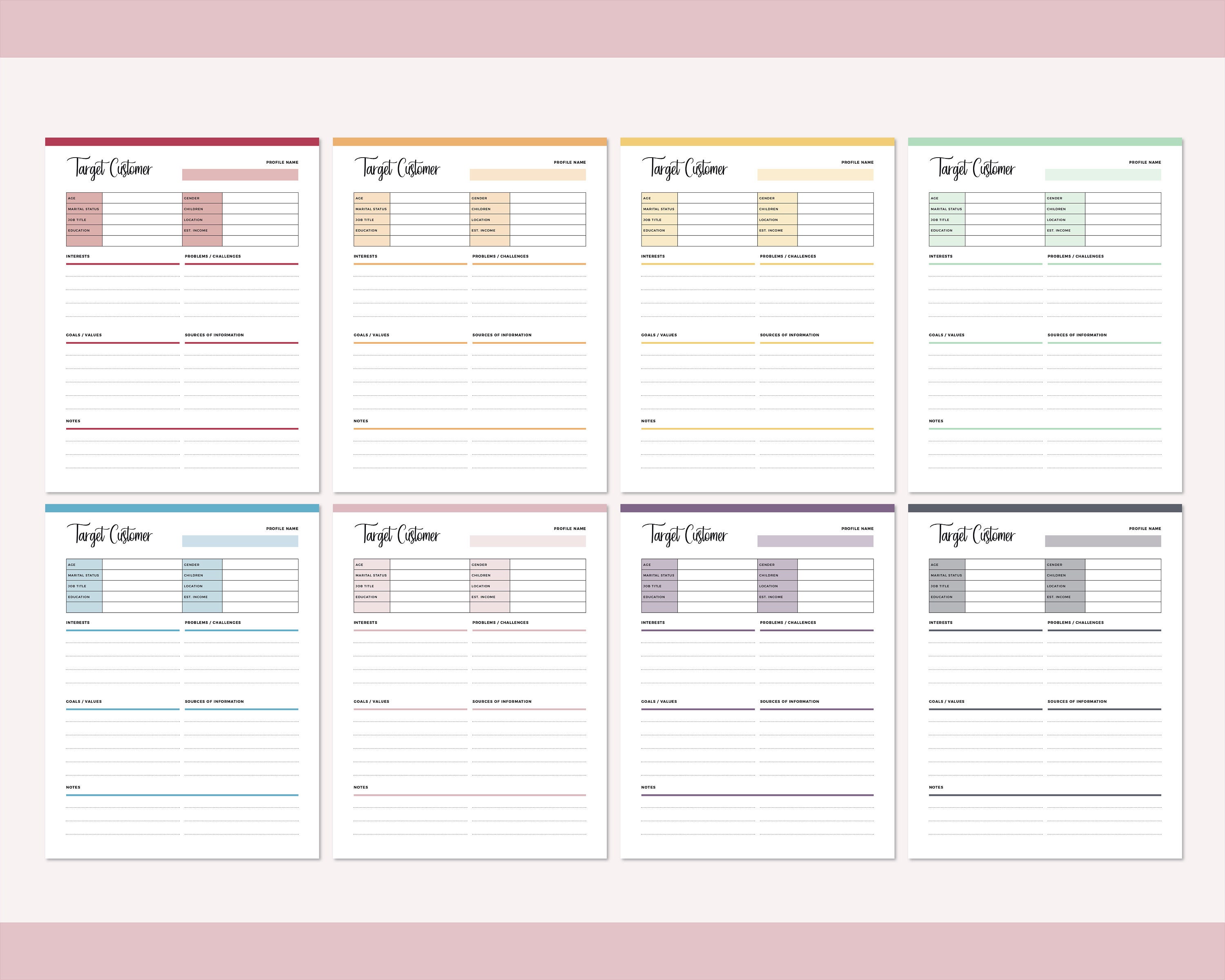 Printable Target Customer Profile Client Sheet Customer | Etsy