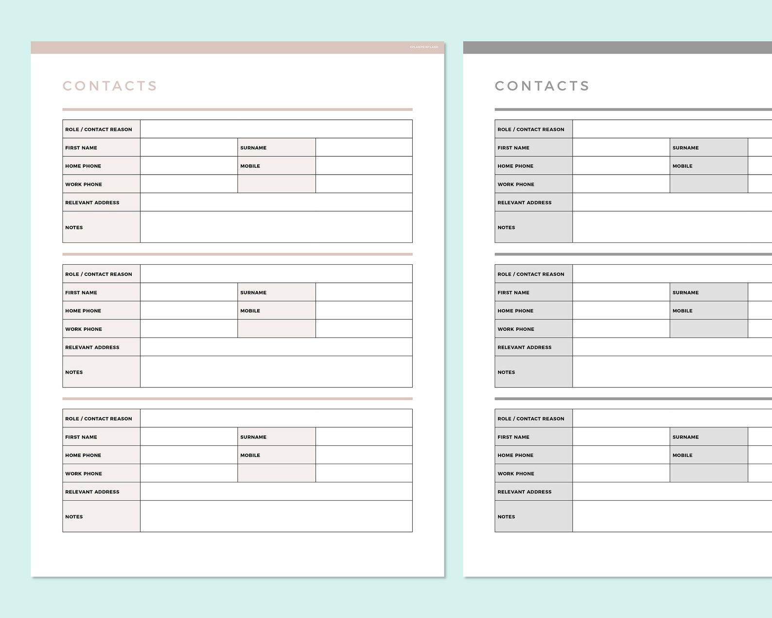 Editable Contact List Printable, Printable Address Book, Business ...