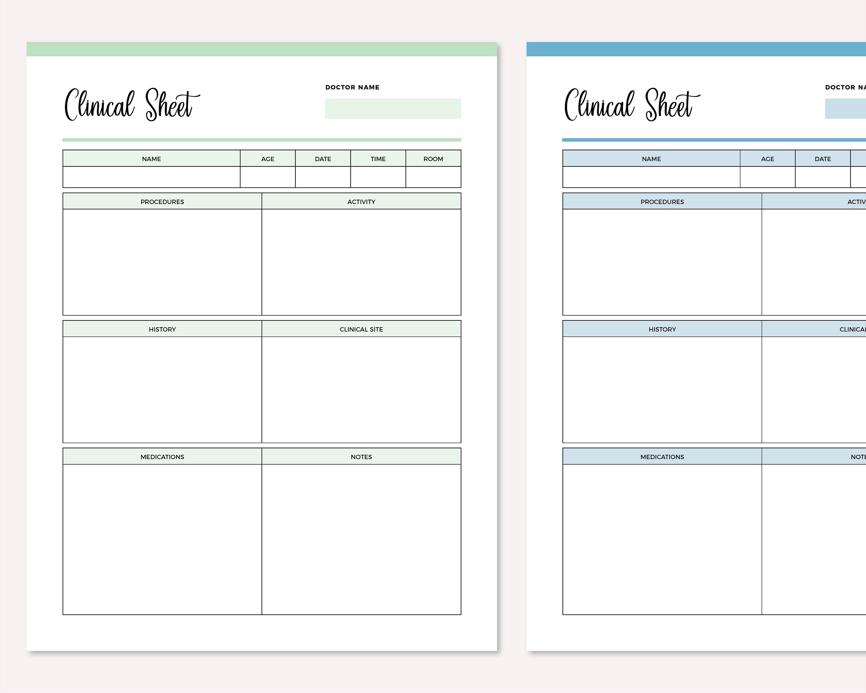 Printable Nursing Clinical Sheet Nurse Clinical Overview - Etsy Australia