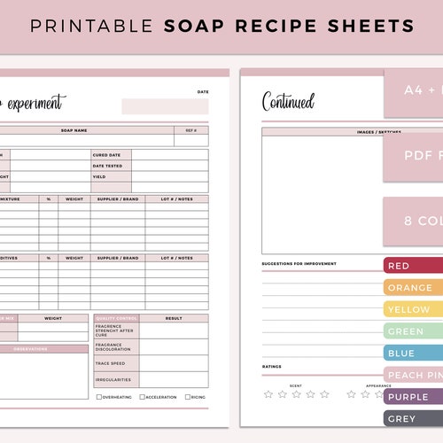 Printable Blank Soap Recipe Sheet Soap Making Recipe Cards | Etsy Canada