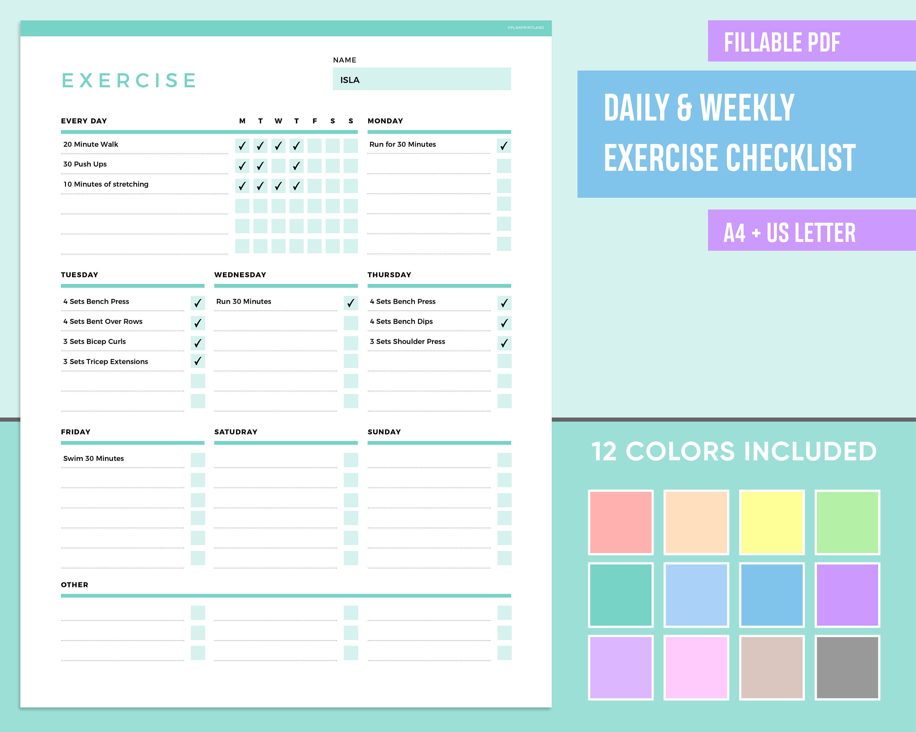 Editable Exercise Tracker Printable Fillable Daily Exercise - Etsy Canada