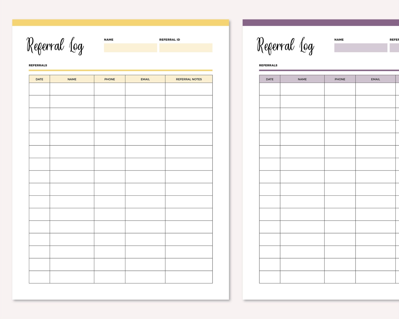 Printable Referral Tracker, Client Referral Tracking, Referrals ...