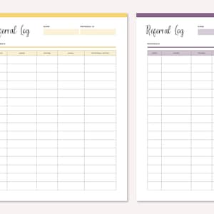 Printable Referral Tracker, Client Referral Tracking, Referrals ...