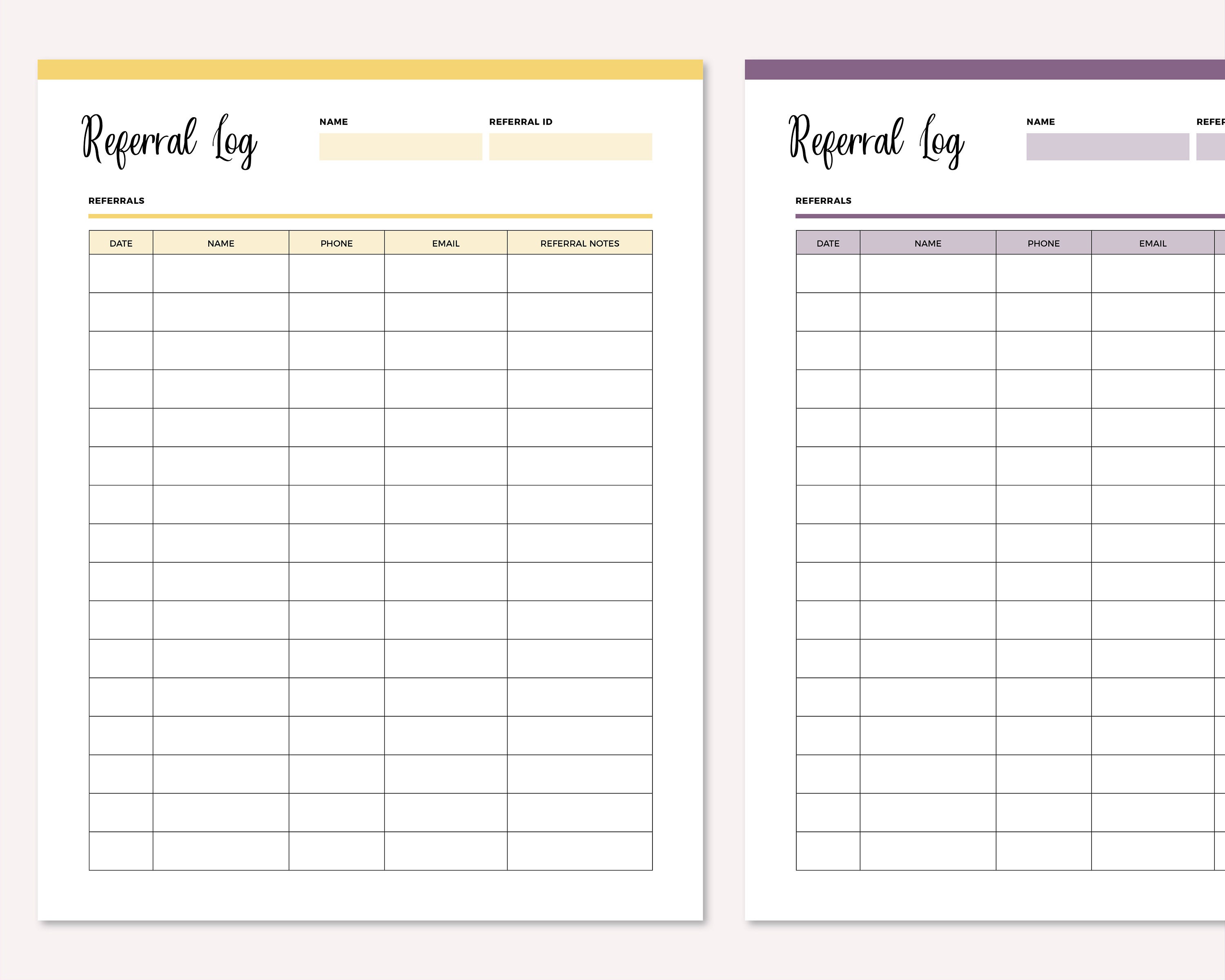 Printable Referral Tracker, Client Referral Tracking, Referrals ...