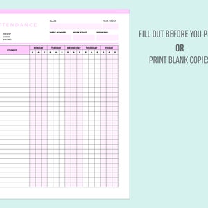 Editable Attendance Sheet Printable, School Attendance Log, Attendance ...