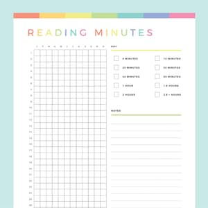 Printable Reading Minutes Tracker for Kids, Childrens Reading Log ...