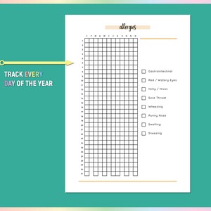A5 Allergy Tracker, Printable Allergy Symptom Journal, Simple Allergen ...