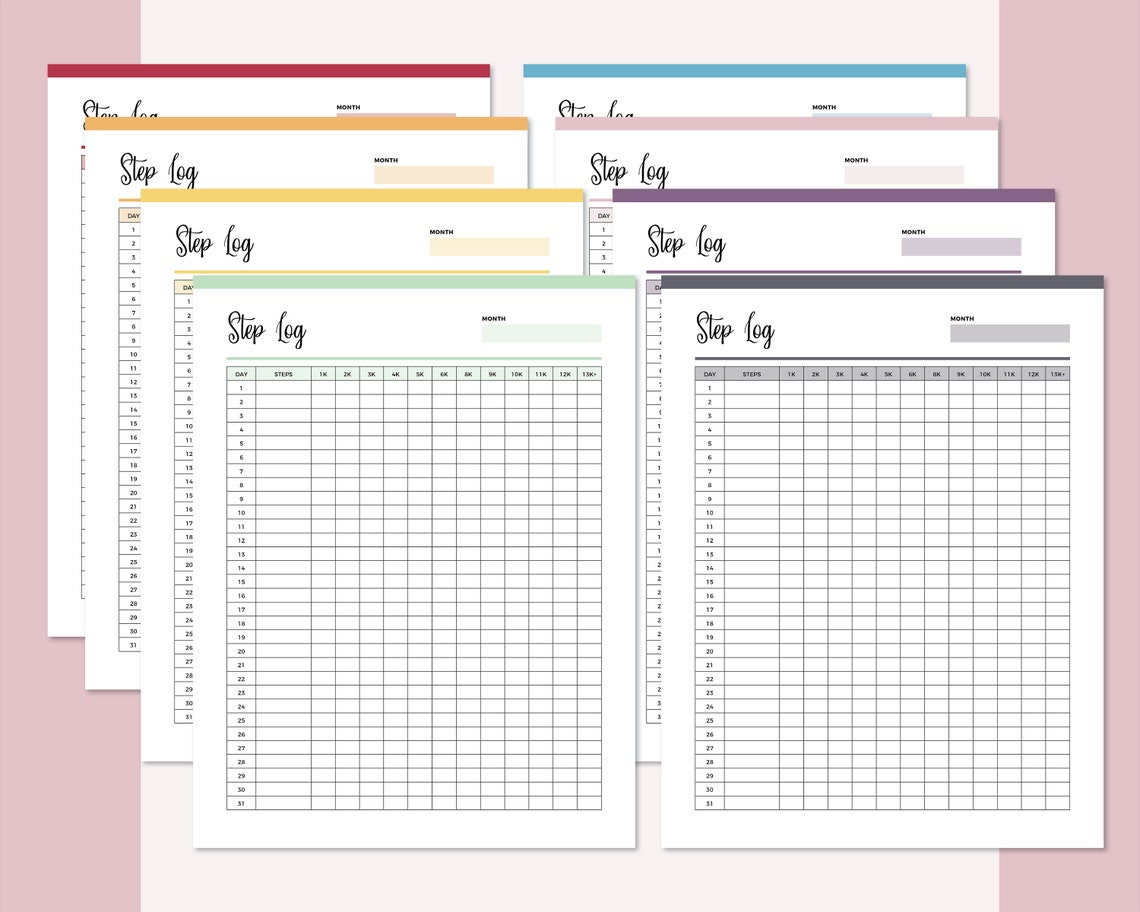 Step Tracker Printable Step Counter Daily Step Log Monthly - Etsy