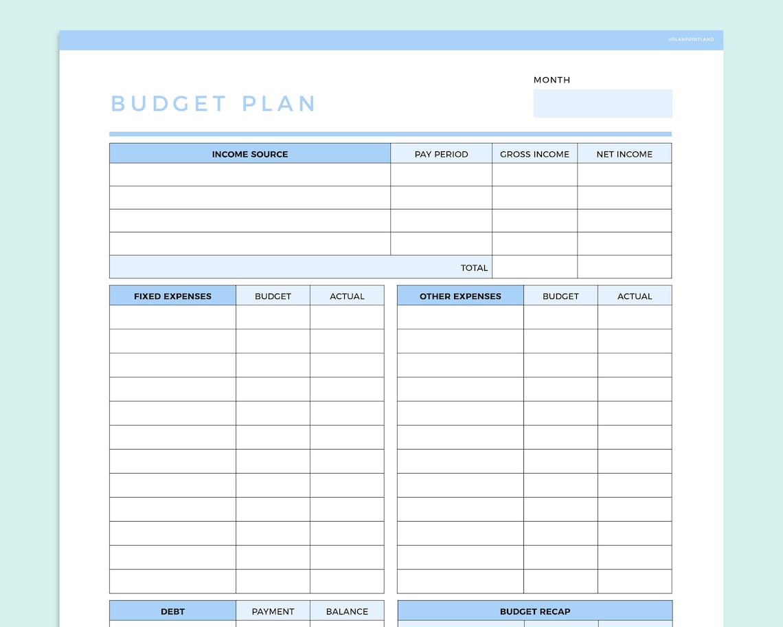 Editable Budget Planner Printable Fillable Budget Template - Etsy