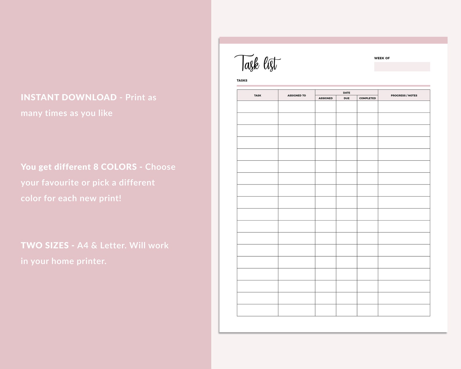 Employee Task List Printable, Work Allocation Sheet, Daily Task Sheet ...