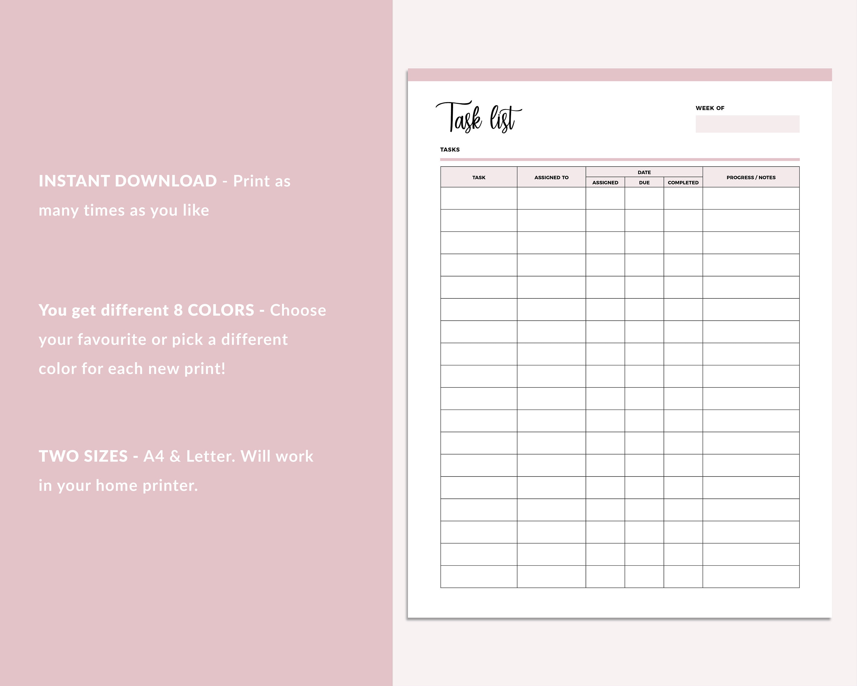 Employee Task List Printable Work Allocation Sheet Daily - Etsy Ireland