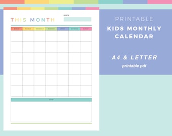 Rainbow Monthly Calendar Printable - Etsy