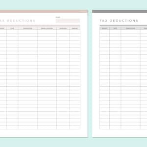 Editable Tax Deduction Tracker Printable - Etsy