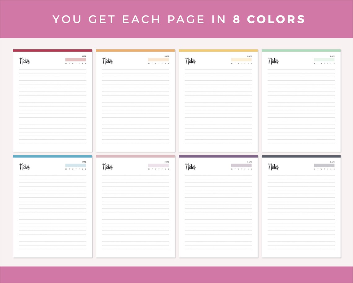 Printable Notes Pages Print at Home Planner Pages Note - Etsy