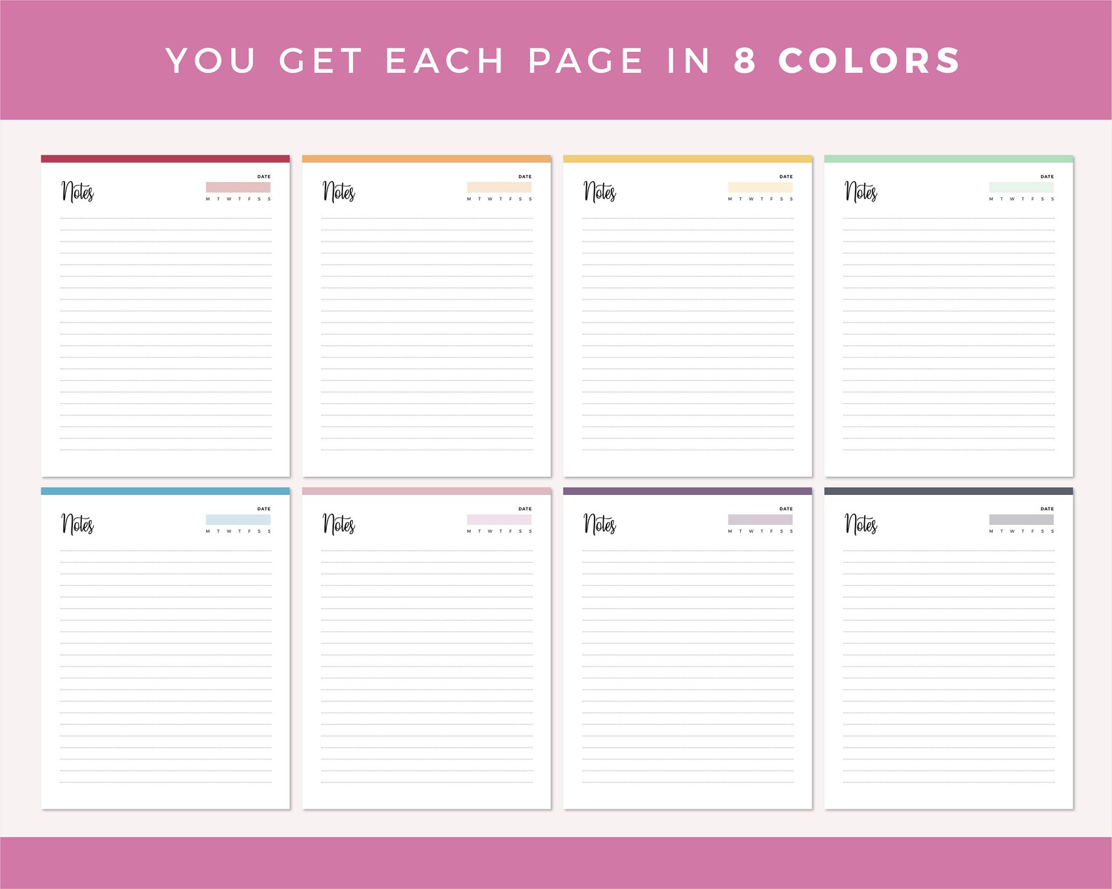 Printable Notes Pages Print at Home Planner Pages Note - Etsy
