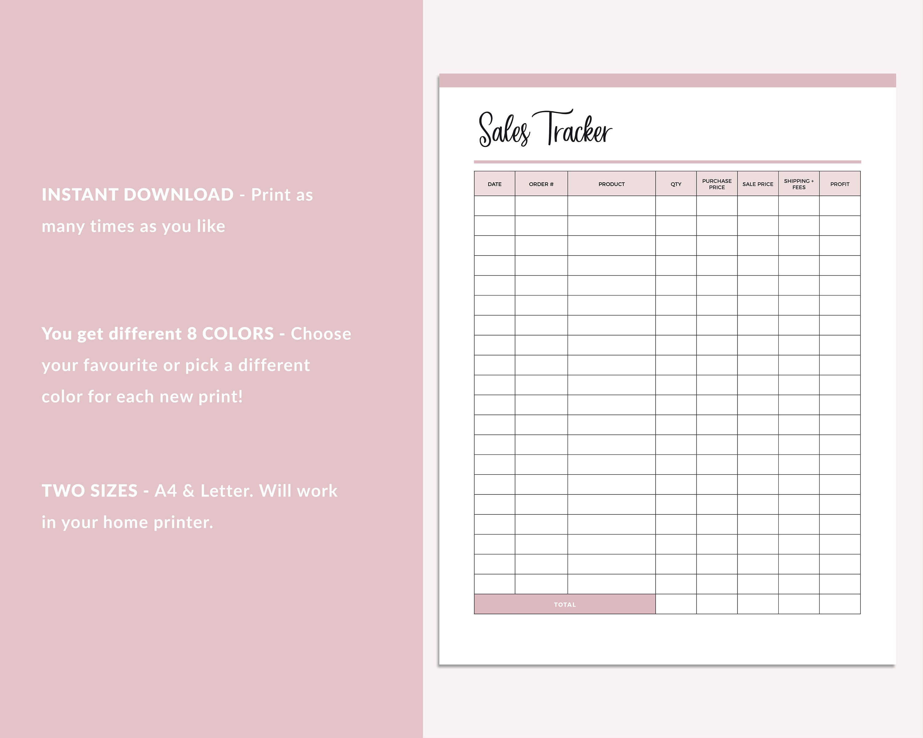 Online Sales Tracker Printable Sales Tracking Template Small | Etsy UK