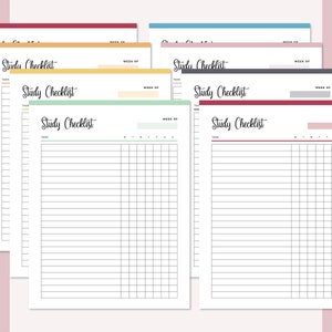 Printable Study Checklist, Print at Home Daily Study Chart, Studying ...