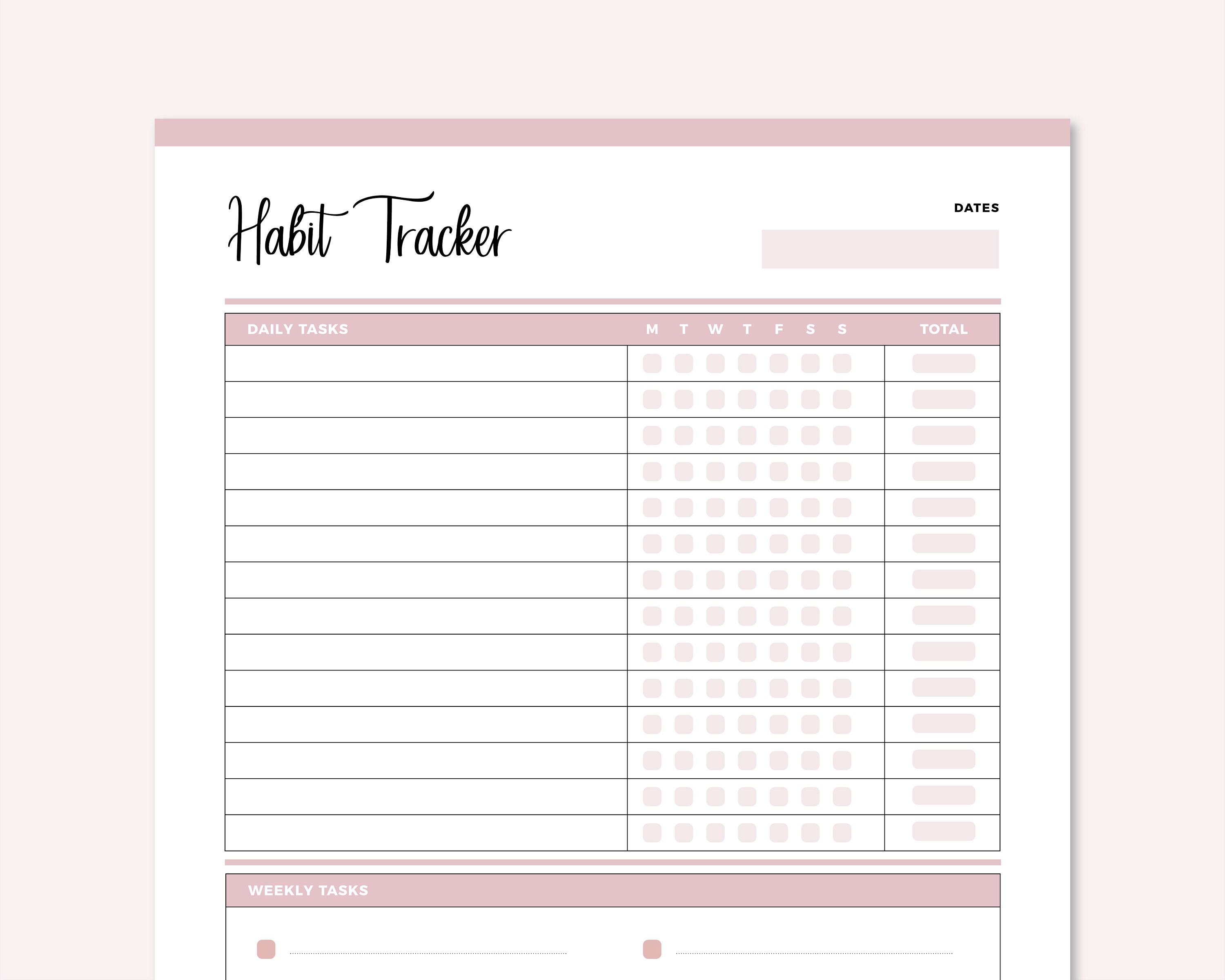 Printable Habit Tracker, Daily Task Checklist, Habit Builder | Instant ...