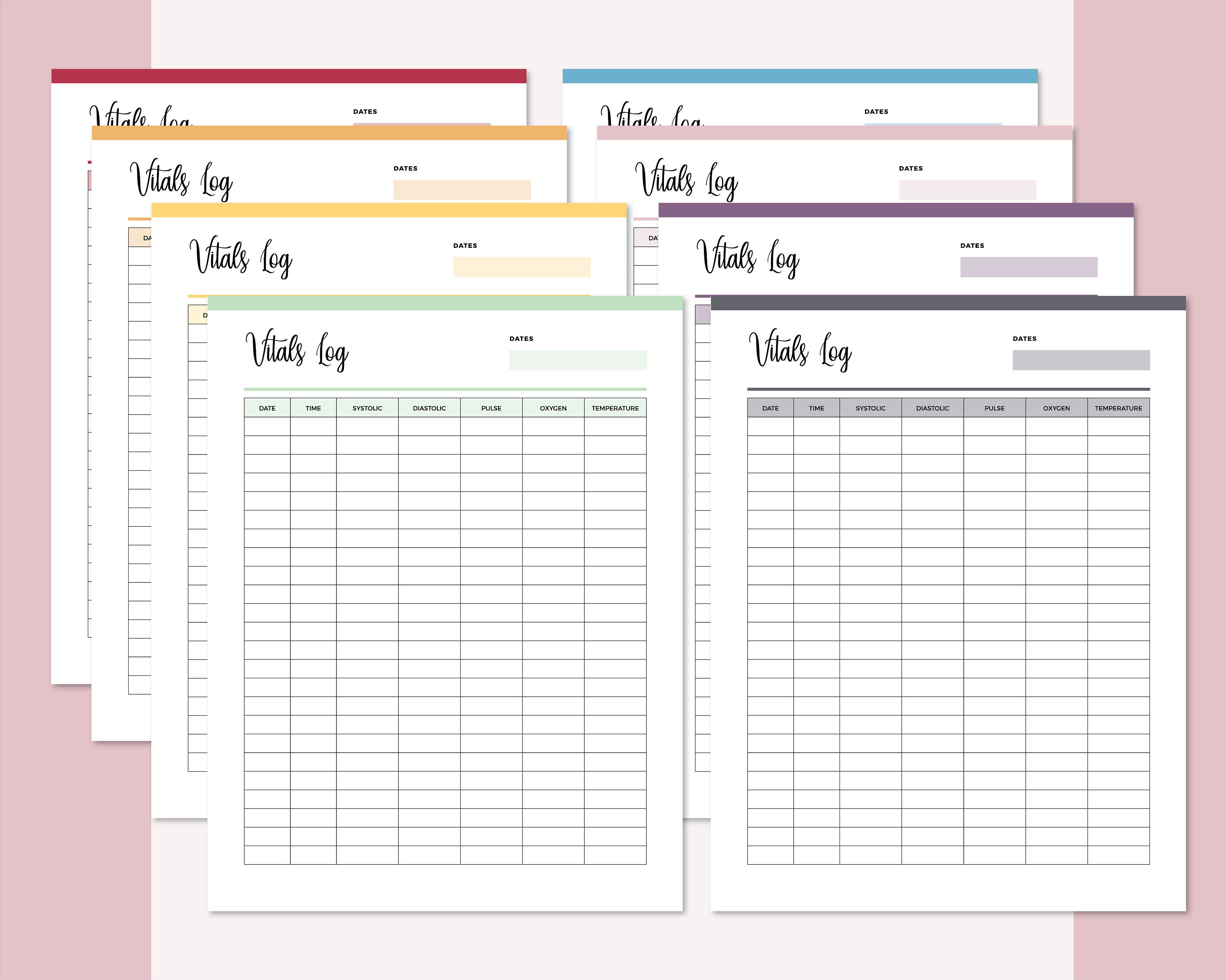 Printable Vital Sign Sheet, Vitals Tracker, Nursing Vitals Sheet ...