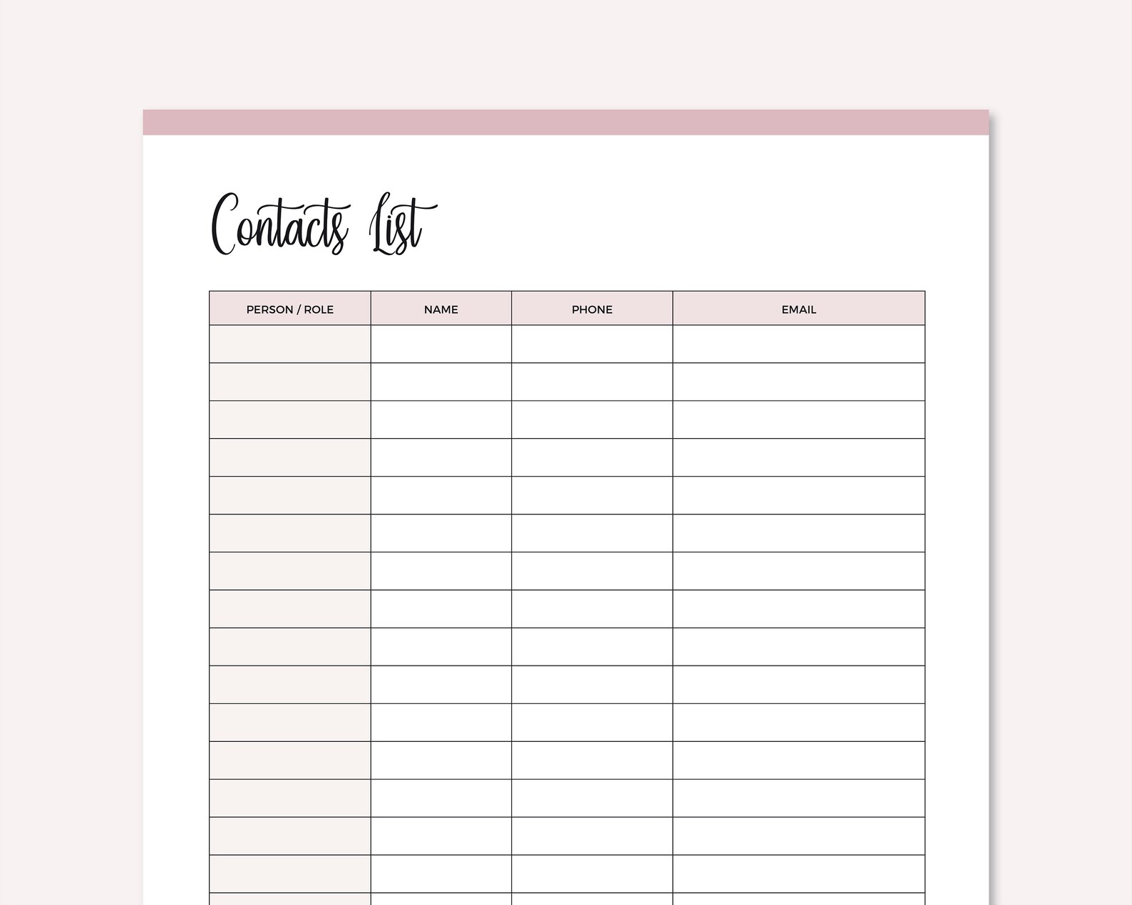 Contact List Printable, Print at Home Address Book Insert, Simple A4 ...