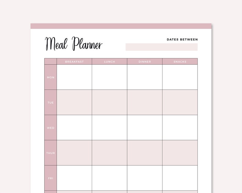 Printable Weekly Meal Planner, Meal Prep Template, Food Planner Insert ...