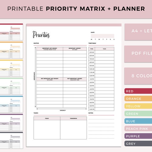 Work Priority Matrix Printable Eisenhower Matrix Daily Task - Etsy