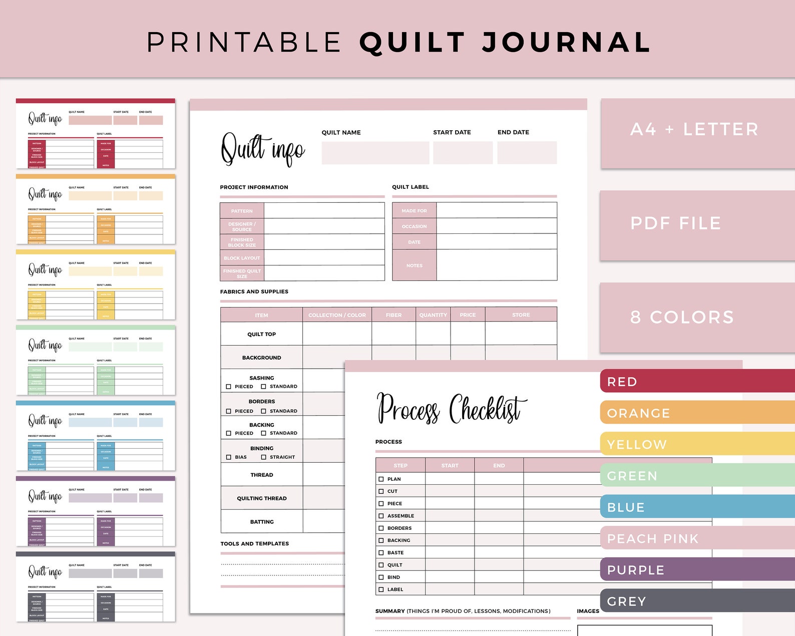 Printable Simple Quilting Journal Digital Download Printable - Etsy