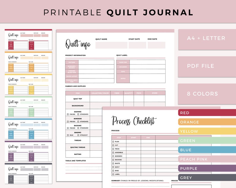Printable Simple Quilting Journal Digital Download Printable - Etsy