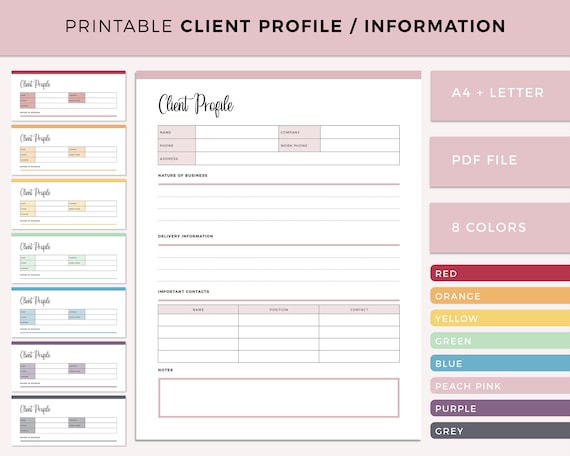 Business Client Profile Template B2B Client Information - Etsy