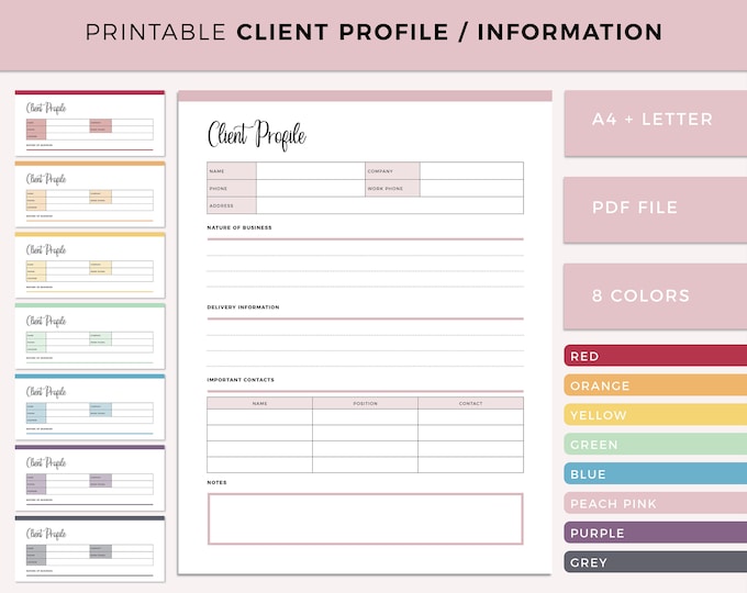 Editable Client Profile Template B2B Business Client Profile Printable ...