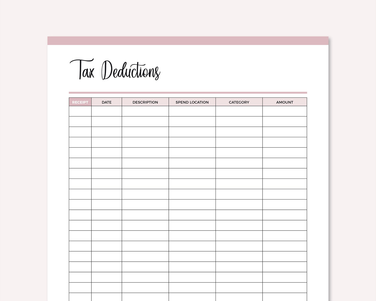 Printable Tax Deduction Tracker Business Tax Log Online - Etsy