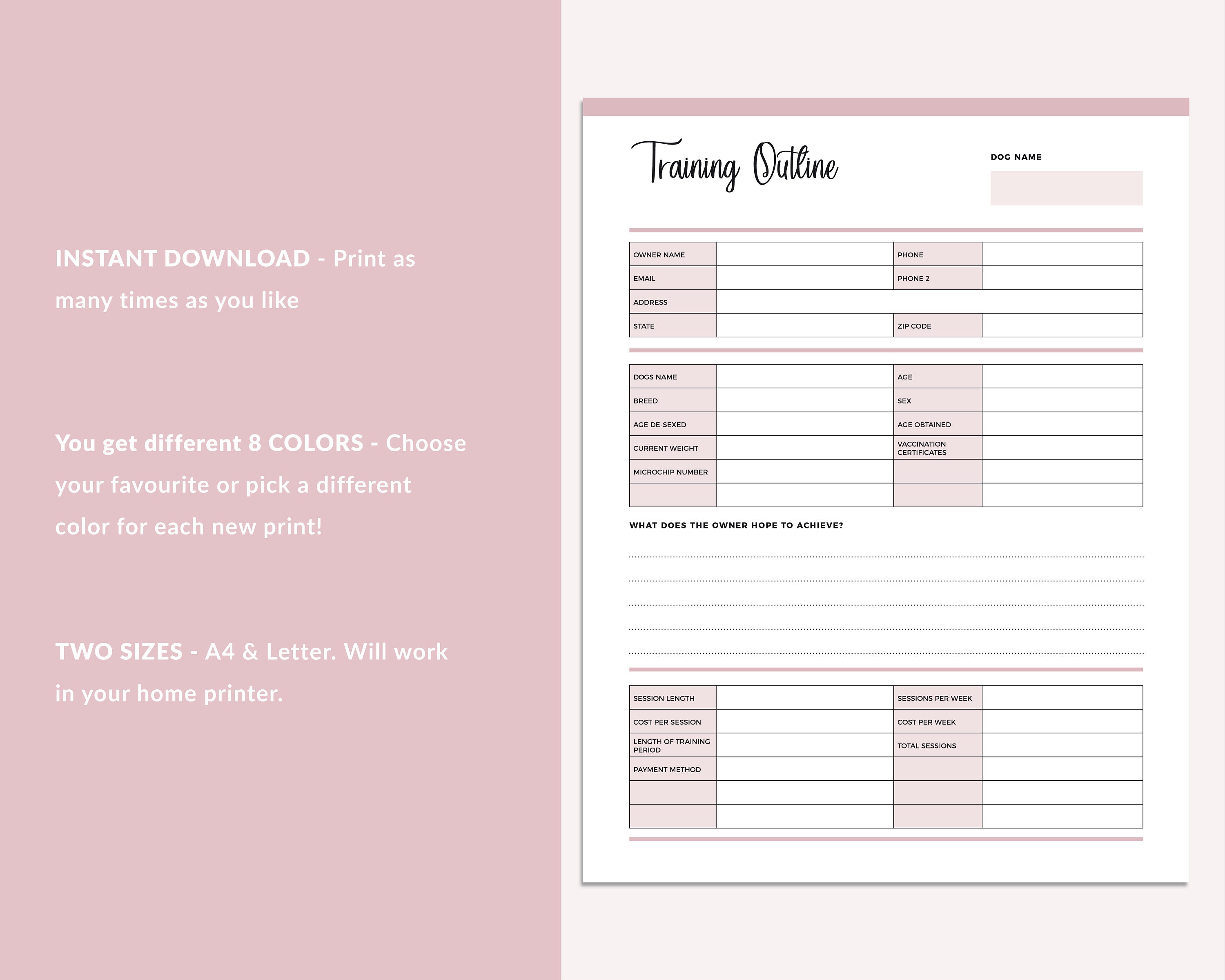 Printable Dog Trainer Business Contract Outline Dog Training - Etsy