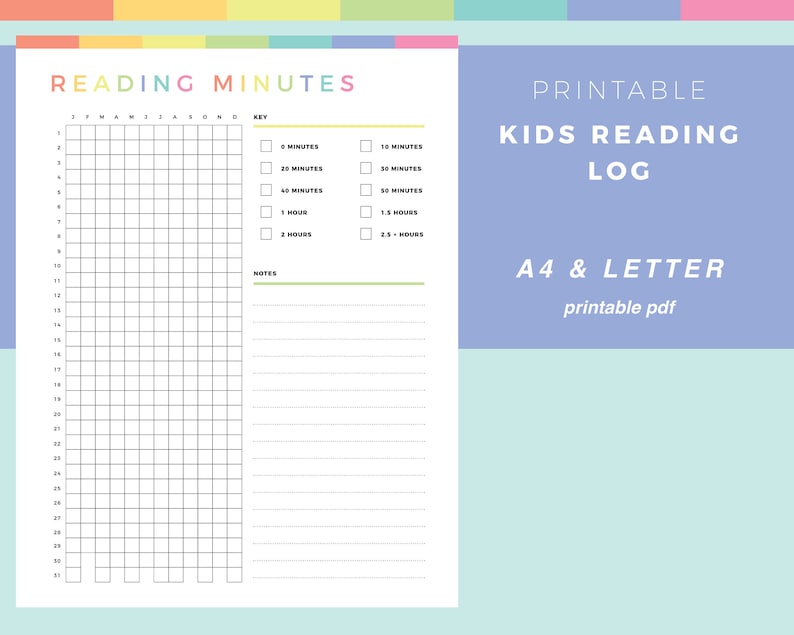 Printable Reading Minutes Tracker for Kids, Childrens Reading Log ...