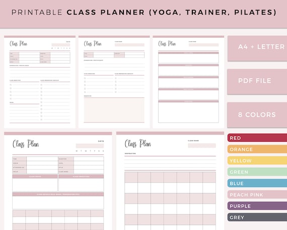 Printable Yoga Instructor Class Planner Pilates Teacher Class - Etsy Canada