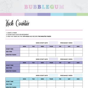 Baby Kick Counter PDF, Fetal Kick Count Log, Baby Movement Tracker ...