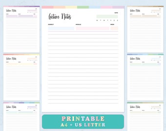 Lecture Notes Template, Blank Note Taking Templates, College Student ...