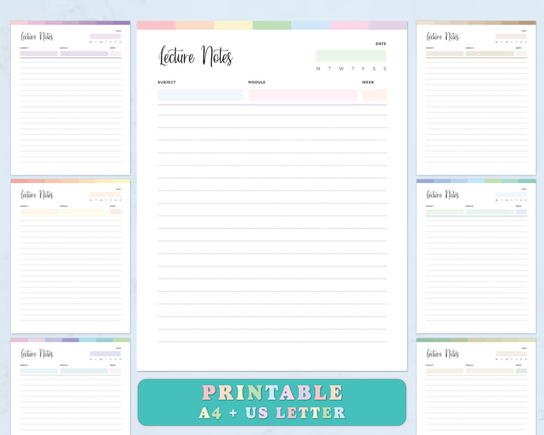 Lecture Notes Printable College Note Taking Template - Etsy