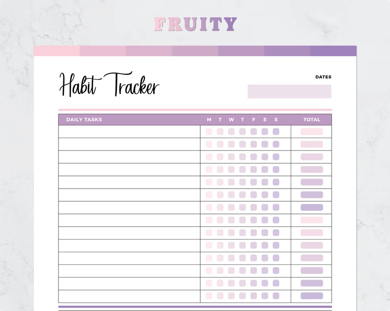 Habit Tracker Printable Daily Task Checklist - Etsy Australia
