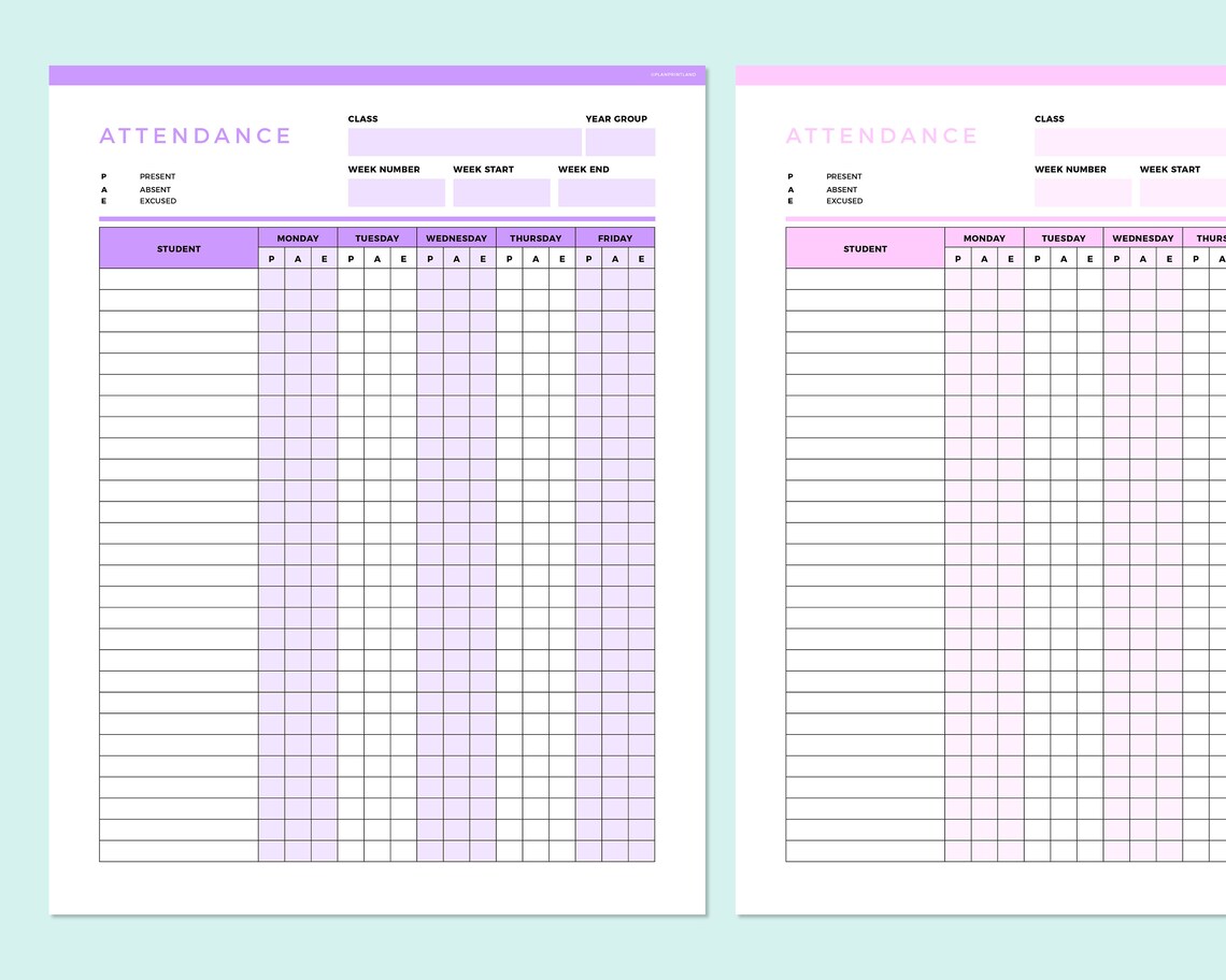 Editable Attendance Sheet Printable, School Attendance Log, Attendance ...