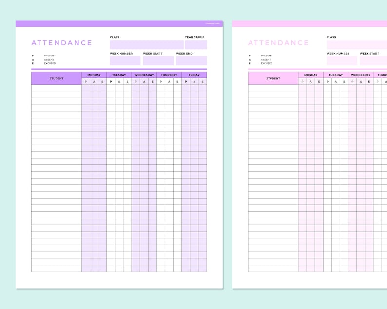Editable Attendance Sheet Printable School Attendance Log - Etsy