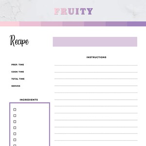 Recipe Template Printable, Blank Recipe Page, Cooking List Sheet ...