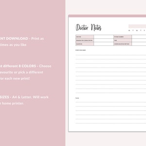 Printable Doctor Notes, Health Consultation Record Keeping Journal ...