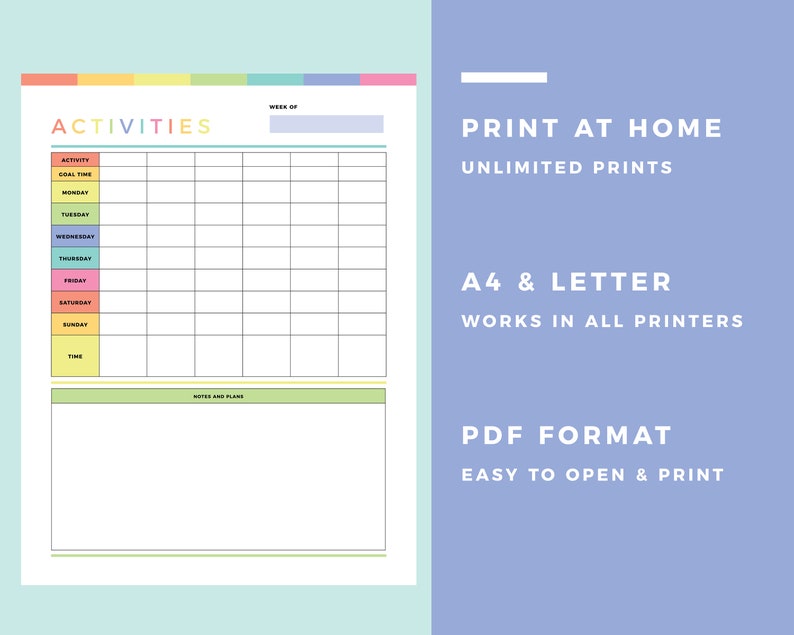 Printable Activity Tracker for Kids Hobby Tracker for | Etsy