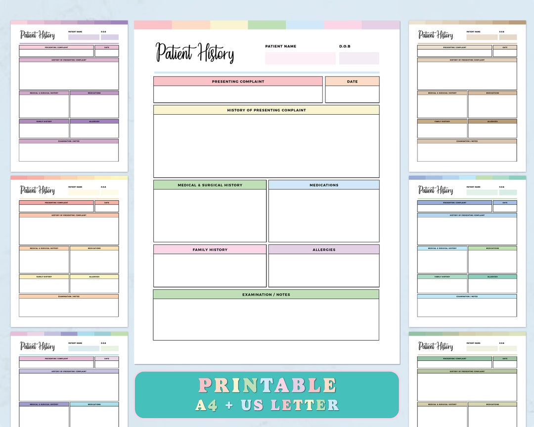 Printable Nursing Patient History Sheet, Home Health Nurse Planner ...