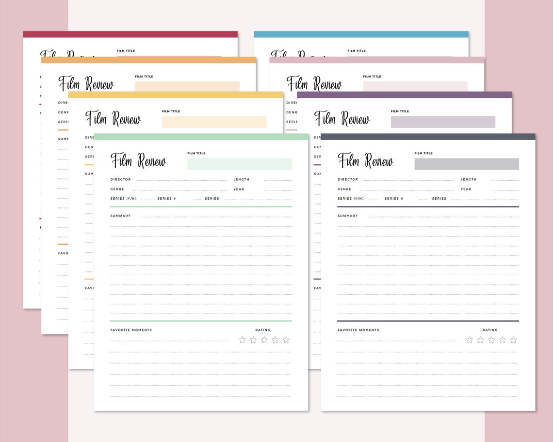 Printable Film Review Planner Movie Review Sheet A4 and | Etsy