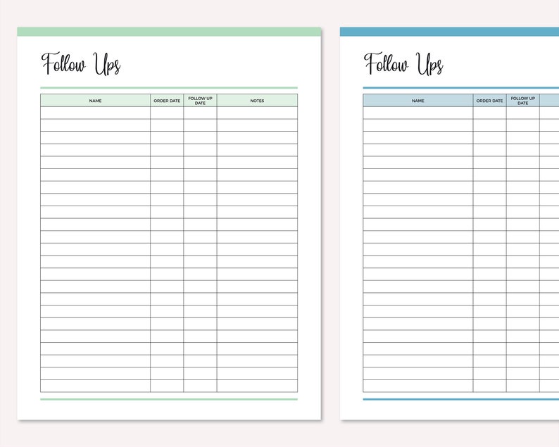 Printable Follow up Sheet Business Follow Ups Small Business | Etsy