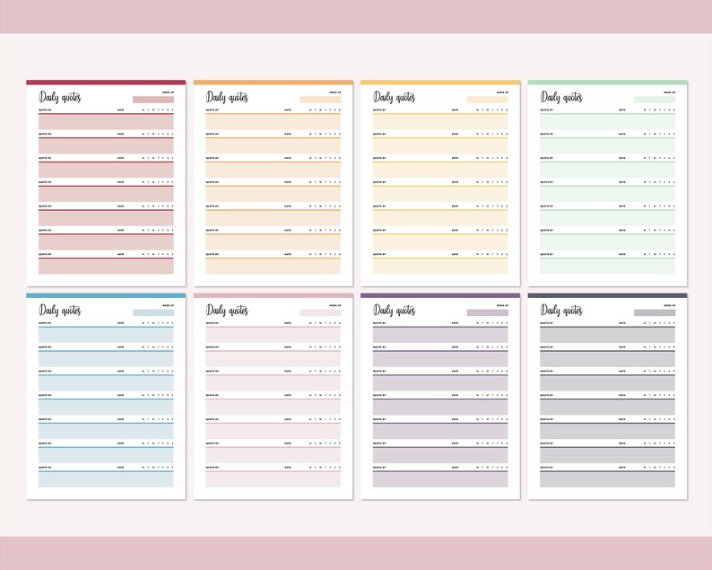 Printable Daily Quotes Positive Quote Tracker Daily - Etsy